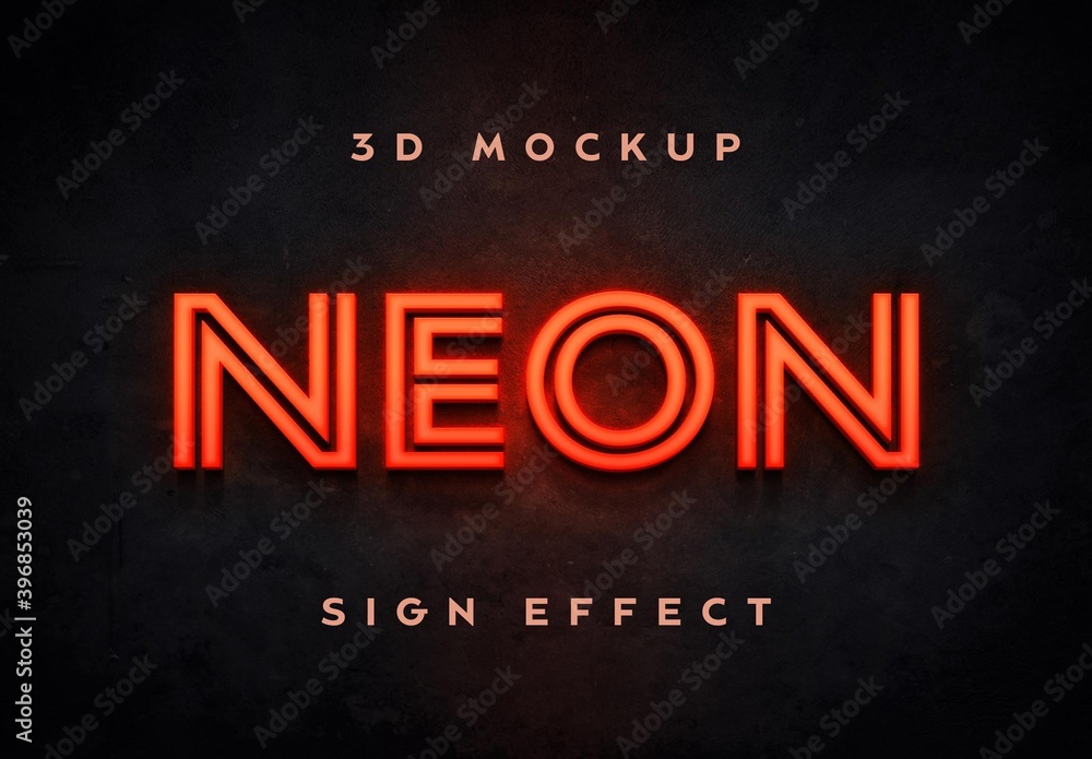 Red Neon Sign Text Effect Mockup Stock Template | Adobe Stock