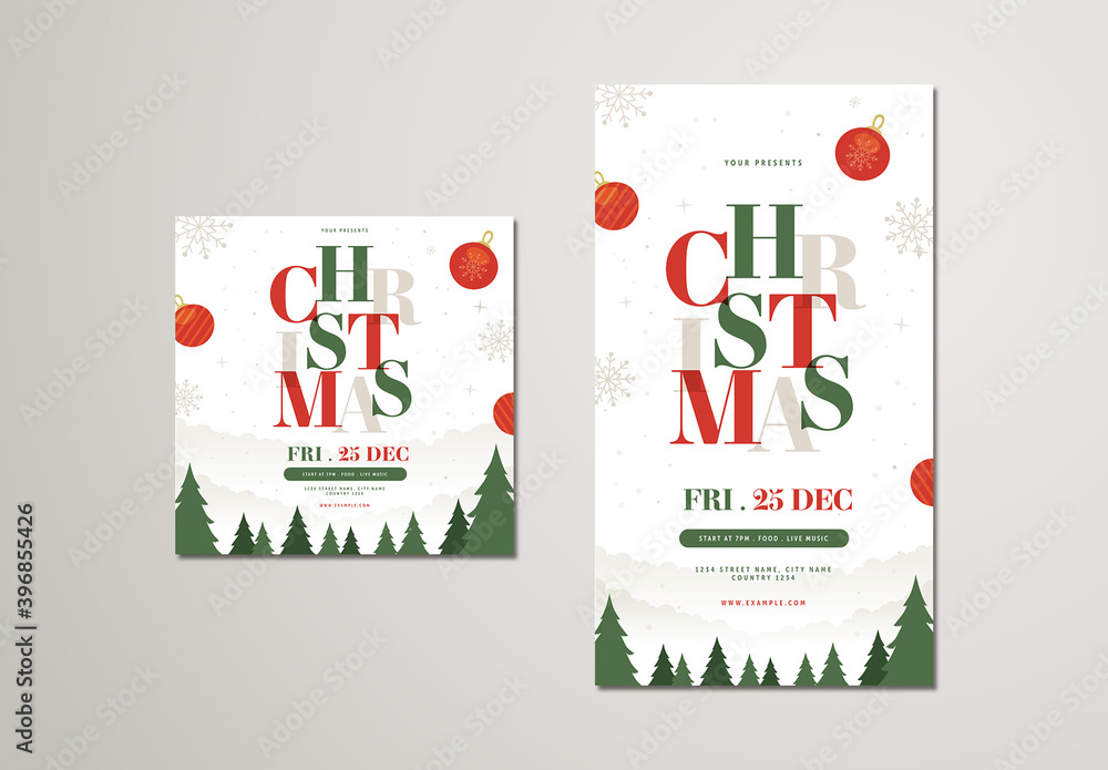 Christmas Party Social Media Post Layout Stock Template | Adobe Stock