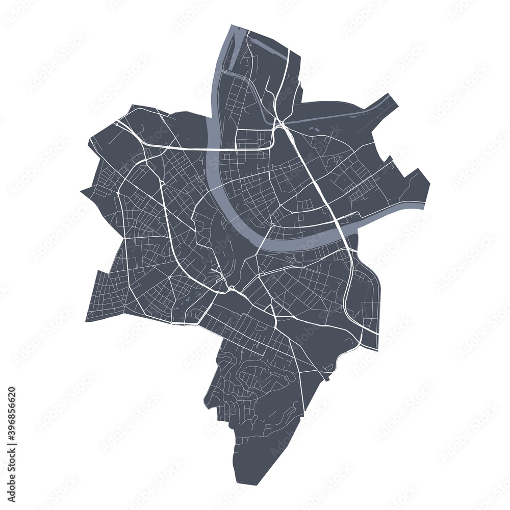 Basel map. Detailed map of Basel city poster with streets. Cityscape ...