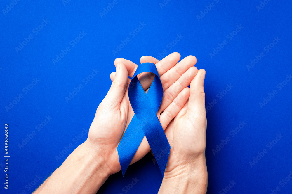 Blue prostate ribbon. Awareness prostate cancer of men health in ...