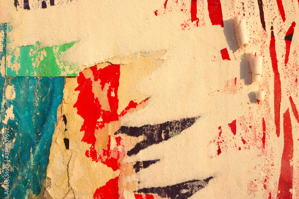 Old ripped torn posters grunge texture background creased crumpled ...