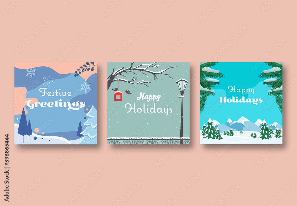 Festive Social Set Stock Template | Adobe Stock