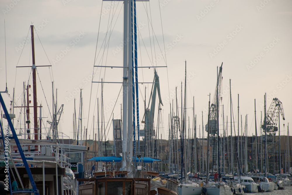 Masts of sail boats yachts in the port. Stock Photo | Adobe Stock