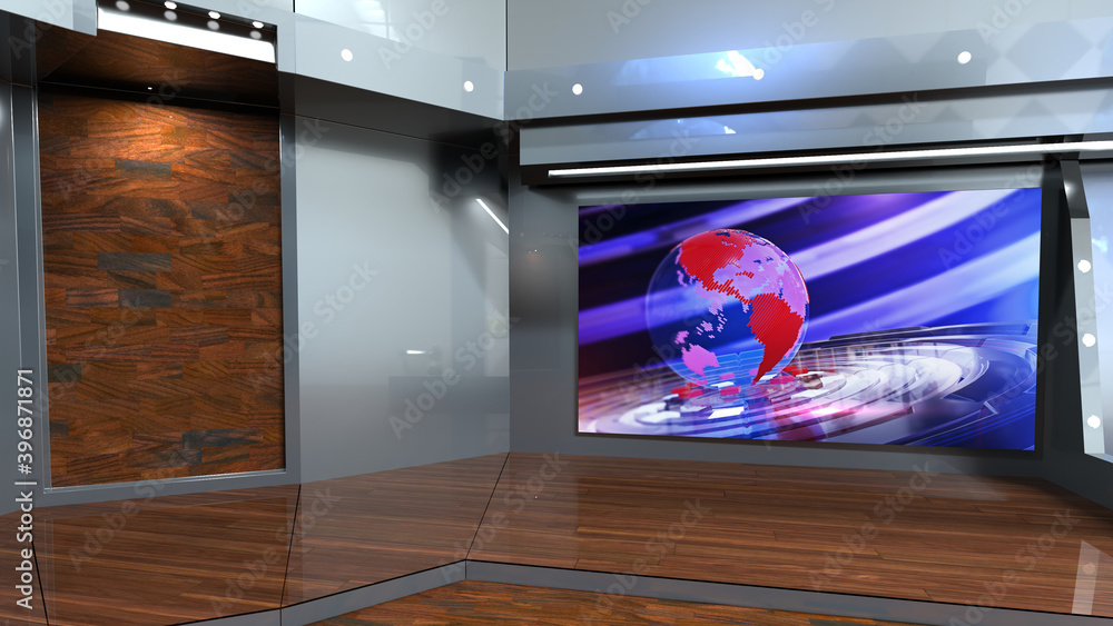 Backdrop For TV Shows .TV On Wall.3D Virtual News Studio Background, 3d ...