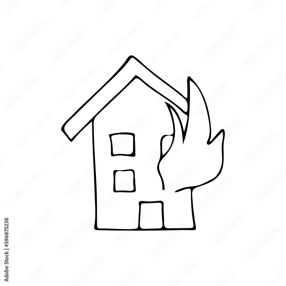 Burning House Clipart Black And White