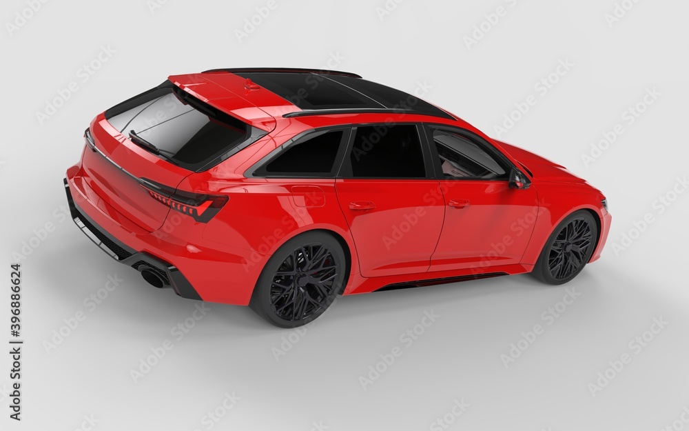 Red wagon sport car Back view isolated on white background Stock Photo ...