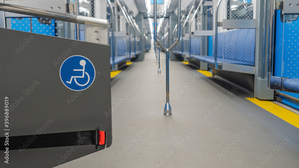 Disabled place in the subway. The concept is life with disabilities. A ...