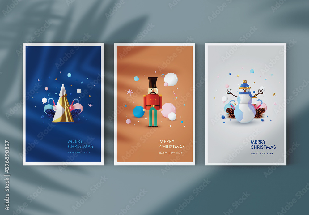 Christmas Greeting Postcard Layout Stock Template | Adobe Stock