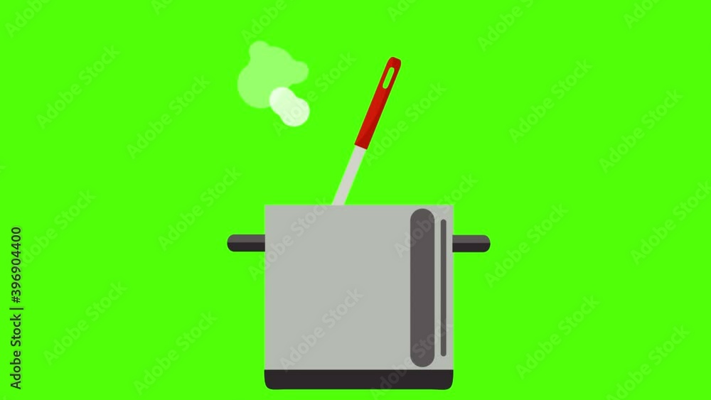 Saucepan animation on green screen chroma key, flat design element ...
