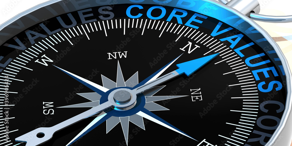 Compass needle pointing to word core values Stock-Illustration | Adobe ...