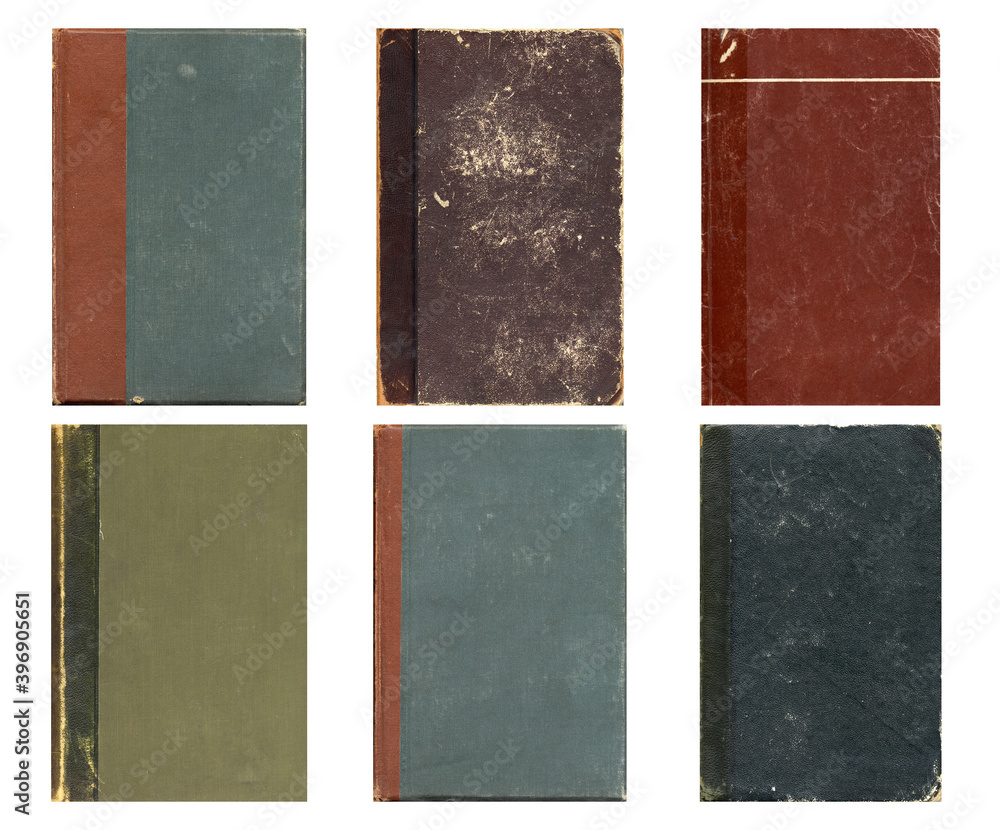 Blank old book covers. Set of vintage textures. Rough faded surface ...
