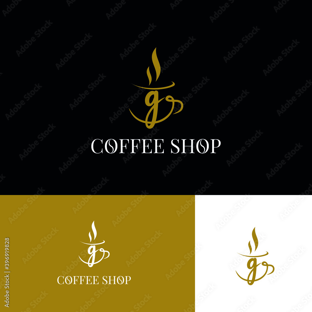 Initial g letter on cup coffee concept logo for coffee shop and store ...