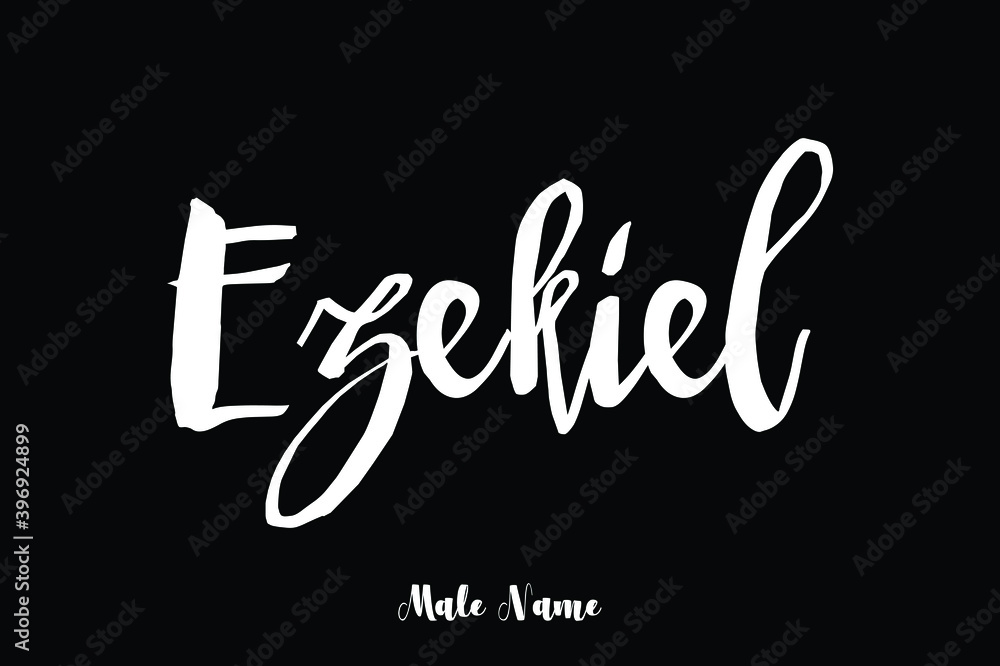 Ezekiel-Male Name Cursive Calligraphy Text on Black Background Stock ...