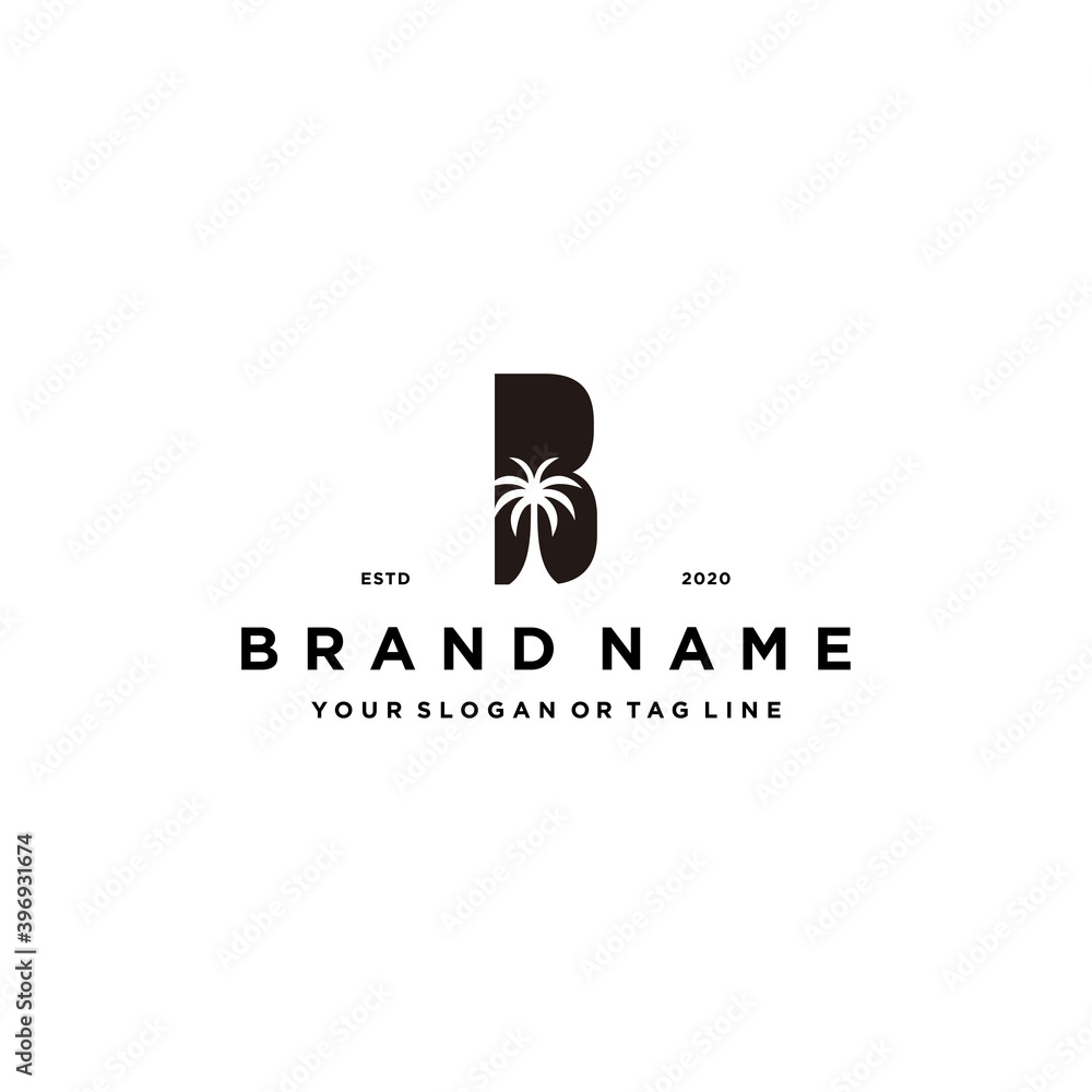 letter B palm logo design concept vector Stock Vector | Adobe Stock