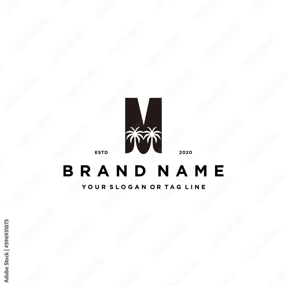 letter M palm logo design concept vector Stock Vector | Adobe Stock
