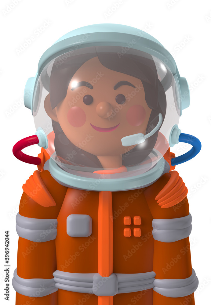 Cartoon character 3d avatar happy female Mars astronaut Stock ...