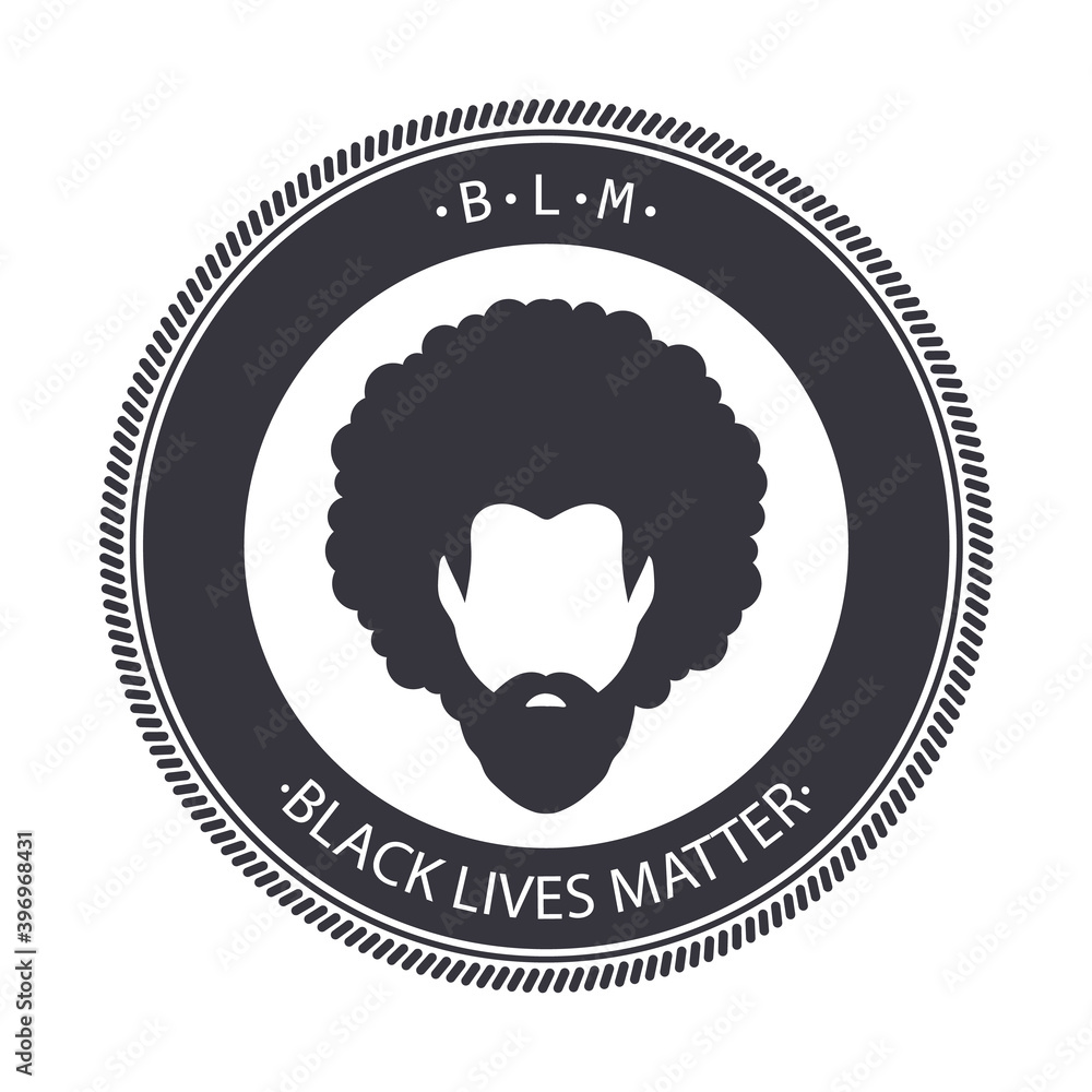 Black lives matter. Portrait of a man with an afro figure design ...