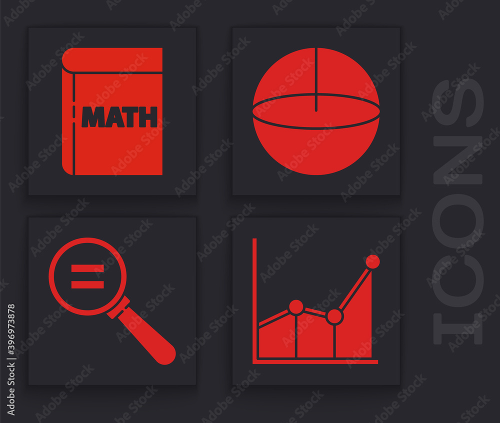 Set Graph, schedule, chart, diagram, Book with word mathematics ...