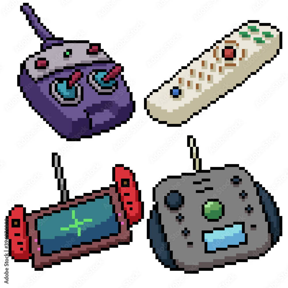 pixel art set isolated remote control Stock Vector | Adobe Stock
