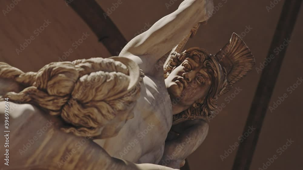 Bottom view of daytime or old abstract statue or sculpture of famous ...