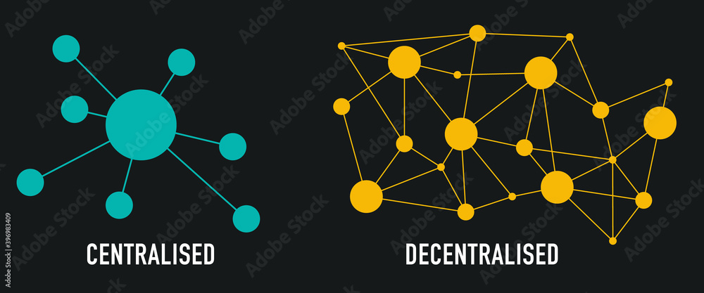 Centralised vs Decentralised business diagram with icon template for ...