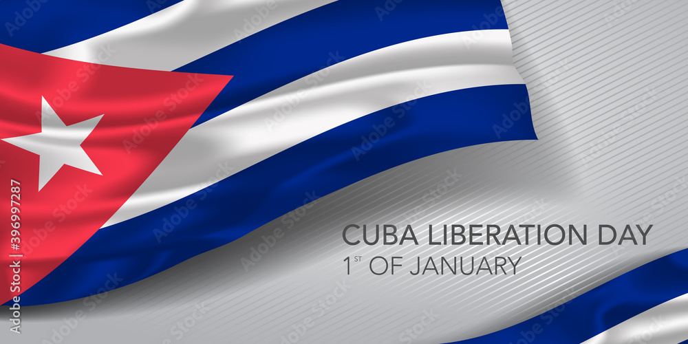 Cuba happy liberation day greeting card, banner with template text ...