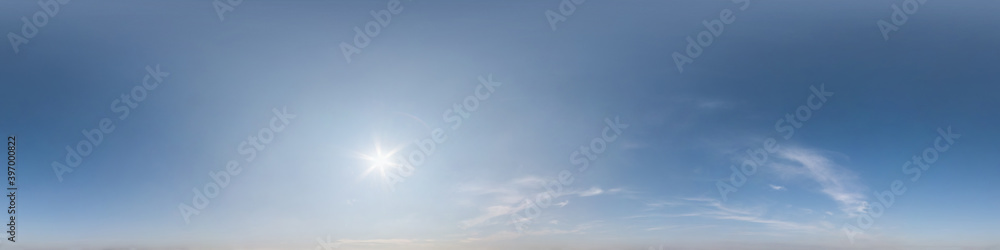 clear blue sky with white beautiful clouds. Seamless hdri panorama 360 ...