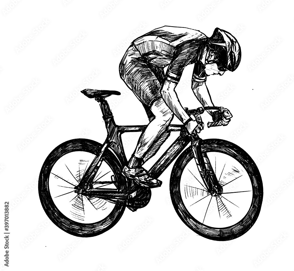 Drawing of the bicycle competition hand draw Stock Vector | Adobe Stock