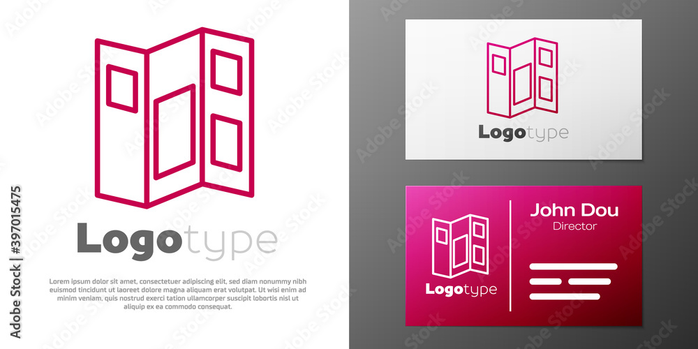 Logotype line Museum guide brochure icon isolated on white background ...