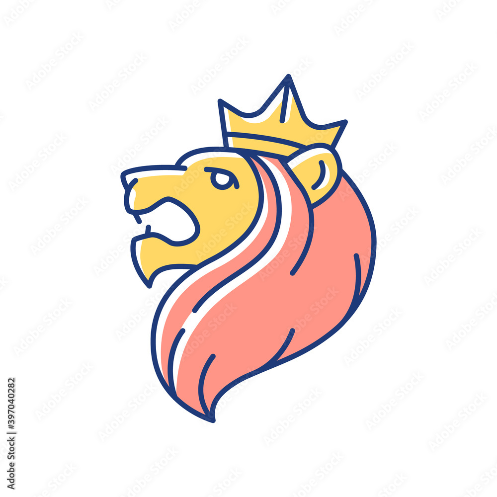 Grafika wektorowa Stock: Judah Lion RGB color icon. Jewish national and ...