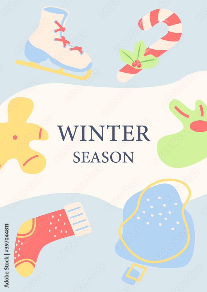 Winter festive season abstract poster template. New Year party ...