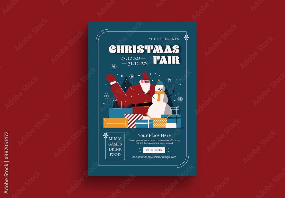 Christmas Fair Flyer Layout Stock Template | Adobe Stock