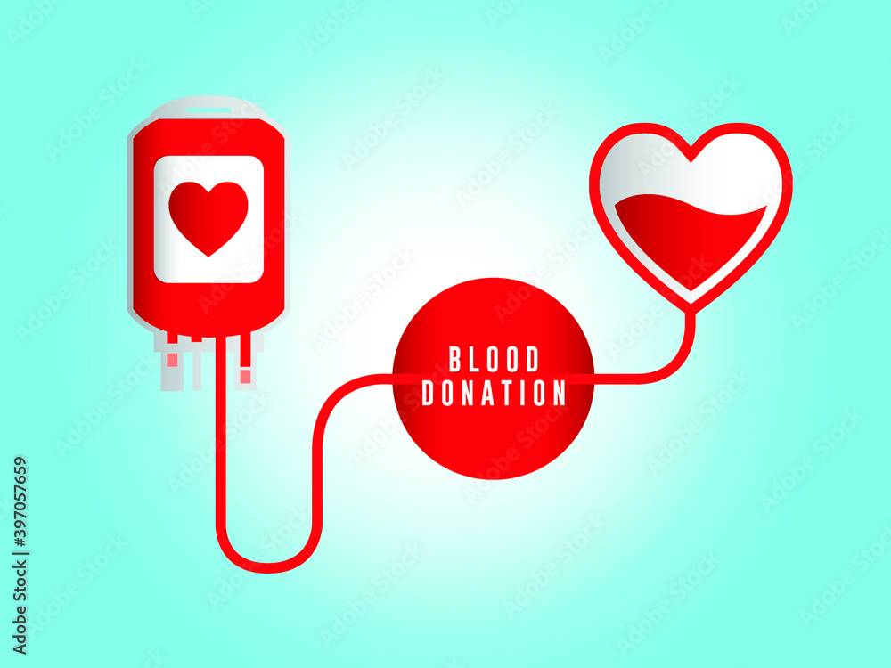 The beautiful clean vector of blood donation concept, see red line way ...
