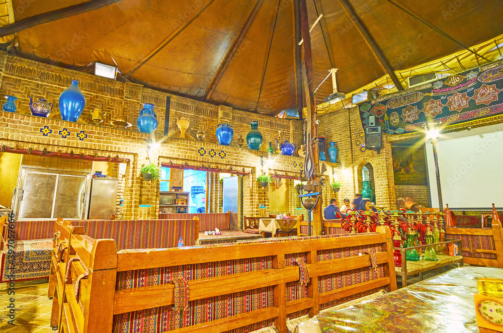Interior of Azari Teahouse, on October 25 in Tehran, Iran Stock Photo ...