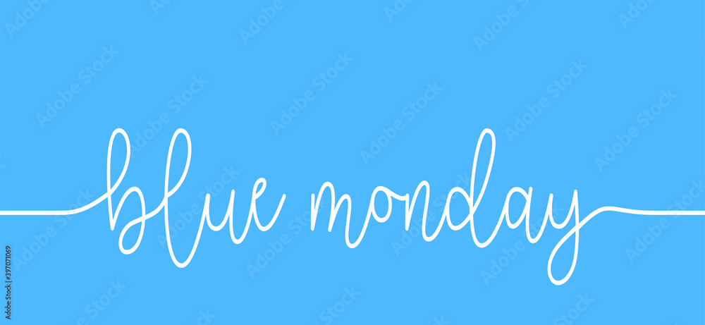 Blue monday with smile. Slogan hello or happy monday in January. Vector ...