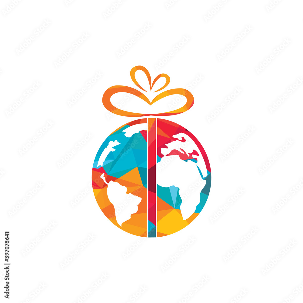 Global Gift vector logo design template. Unique globe and market ...