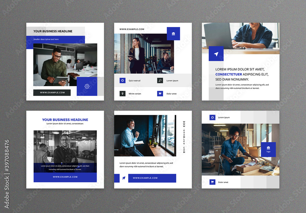 Blue Social Media Layouts for Business Purposes Stock Template | Adobe ...