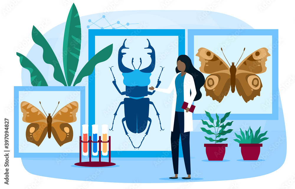 Biology and entomology abstract concept. Botany, zoology, entomology ...