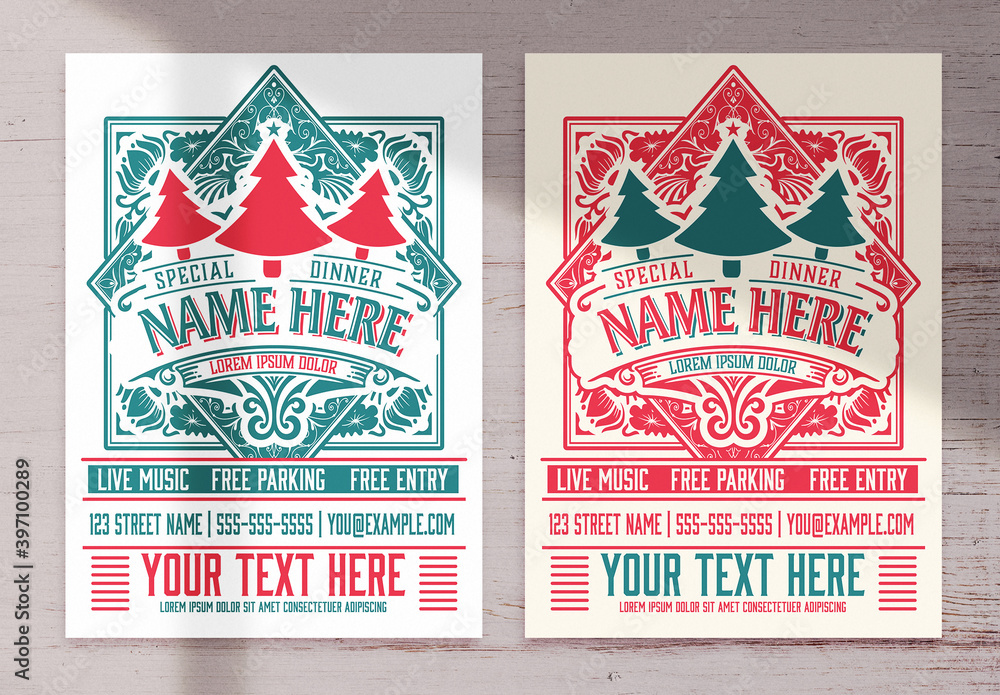 Christmas Event Graphic Flyer Layout Stock Template | Adobe Stock