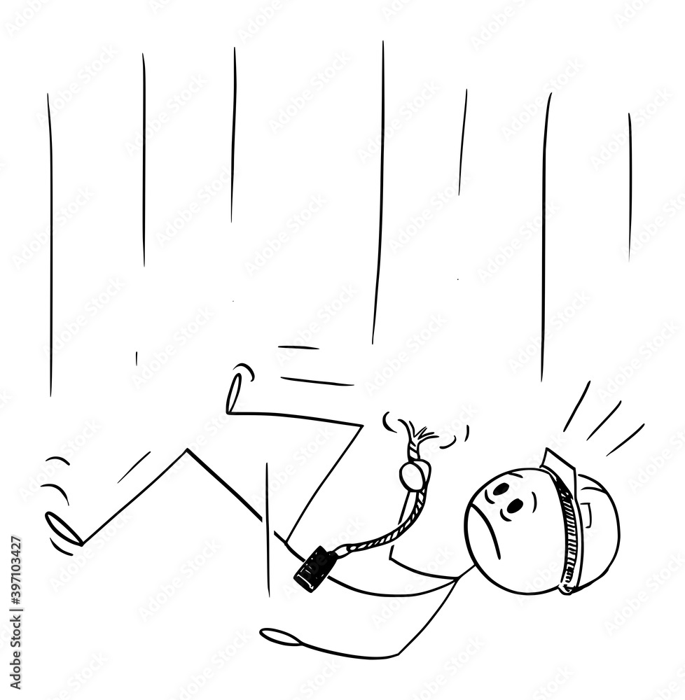 Vector cartoon stick figure illustration of mountaineer or mountain ...