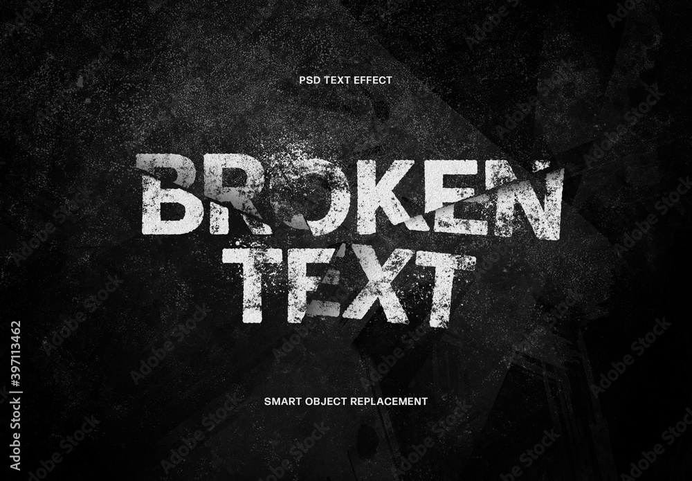 Realistic Broken Text Effect Mockup Stock Template | Adobe Stock