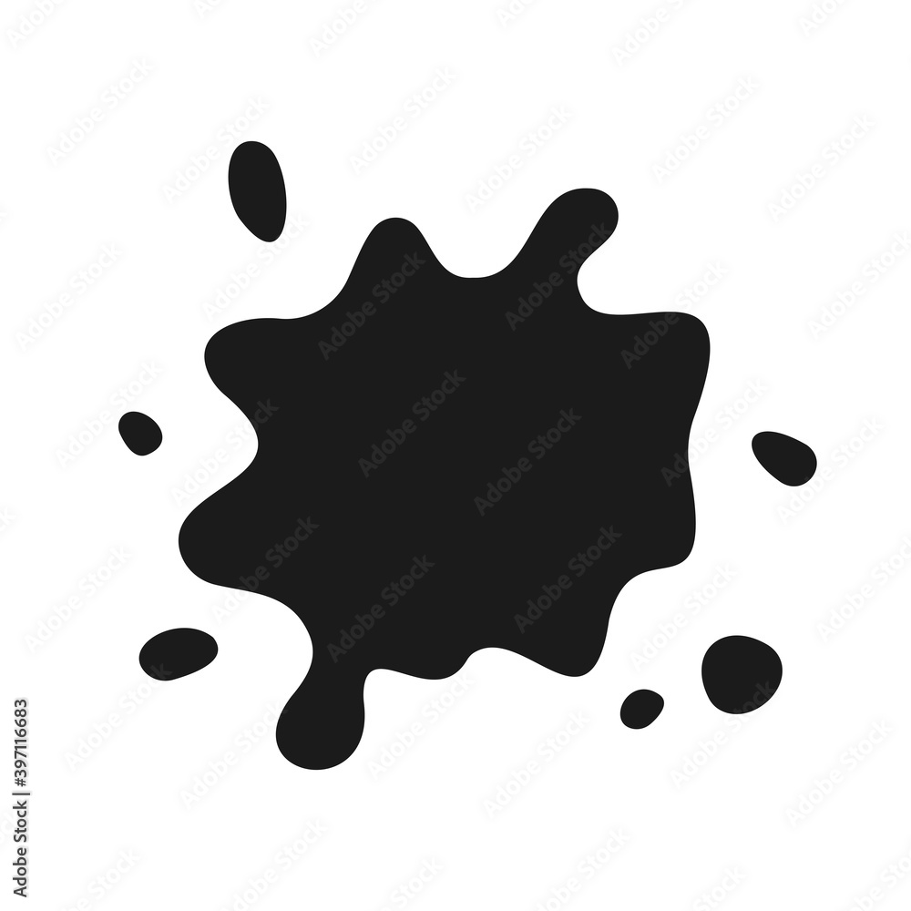Vector ink splat icon. Paint splash monochrome flat symbol isolated ...