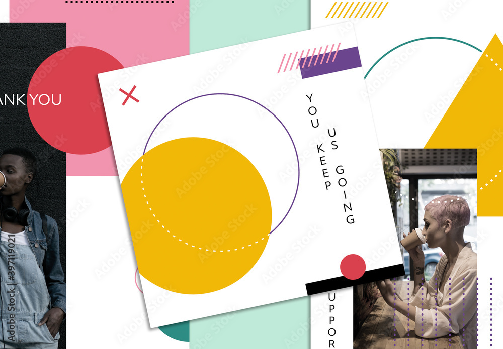 Geometric Social Media Set Stock Template | Adobe Stock