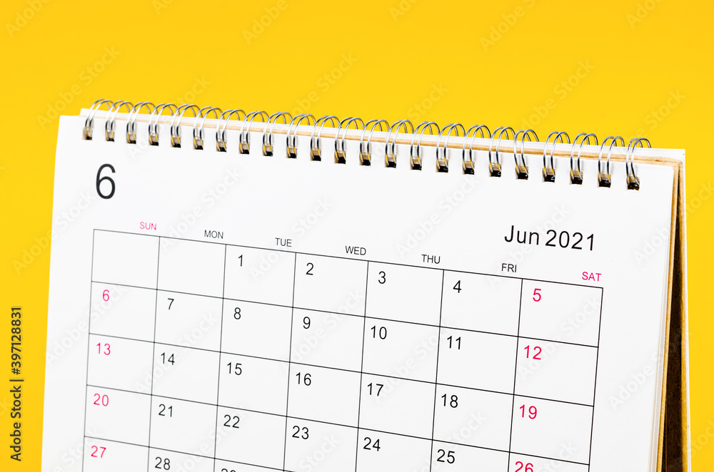June 2021 Calendar desk for organizer to plan and reminder. Stock Photo ...
