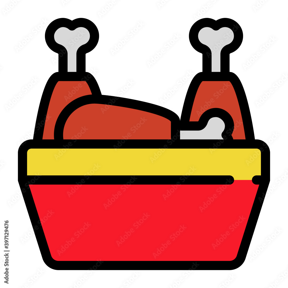 chicken bucket icon with filled outline style. Suitable for website ...
