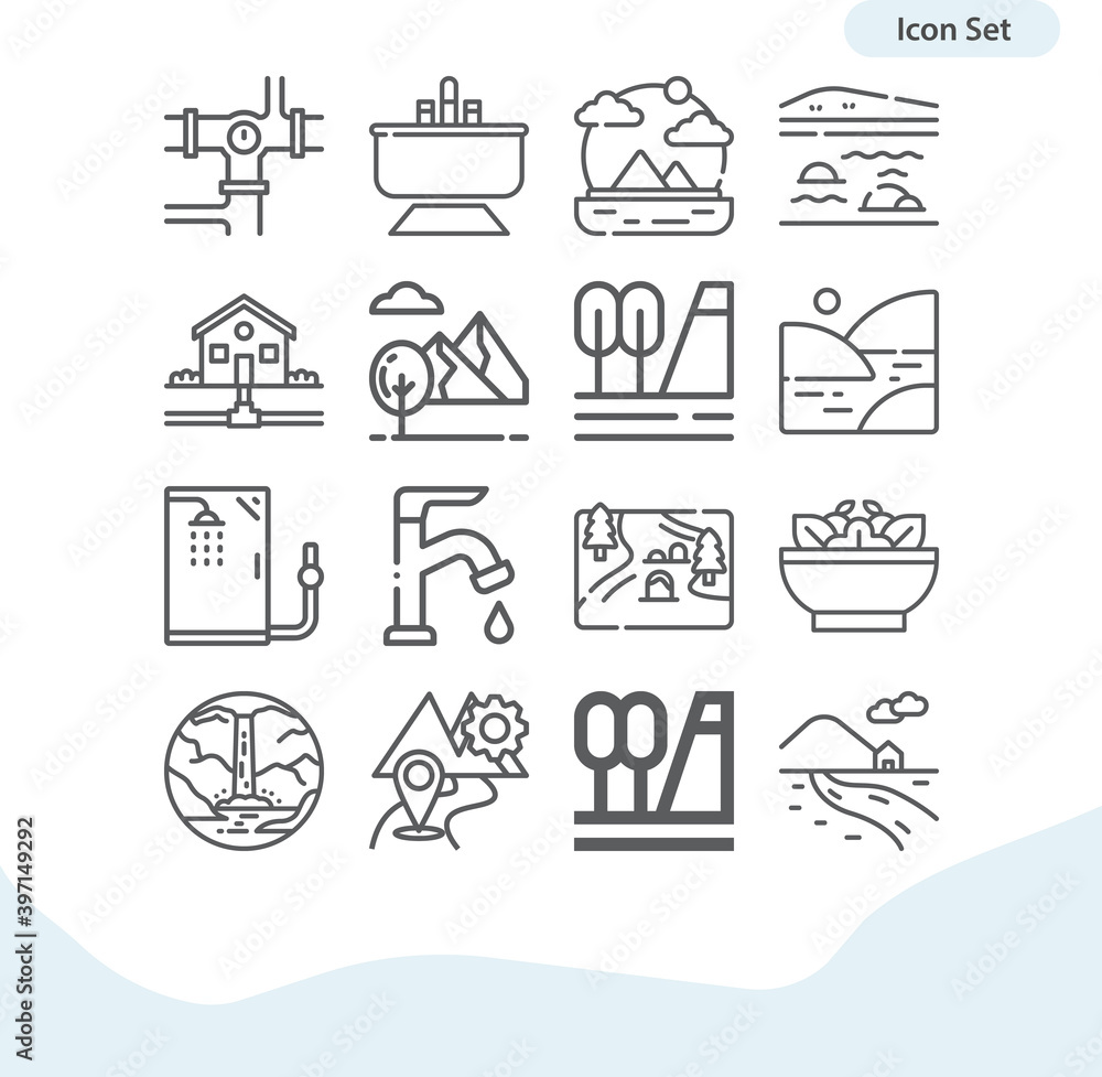 Simple set of watershed related lineal icons. Stock Vector | Adobe Stock