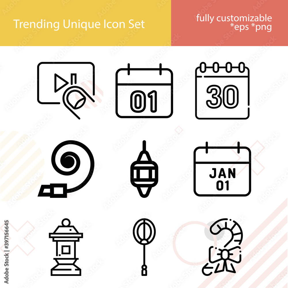Simple set of decade related lineal icons. Stock Vector | Adobe Stock