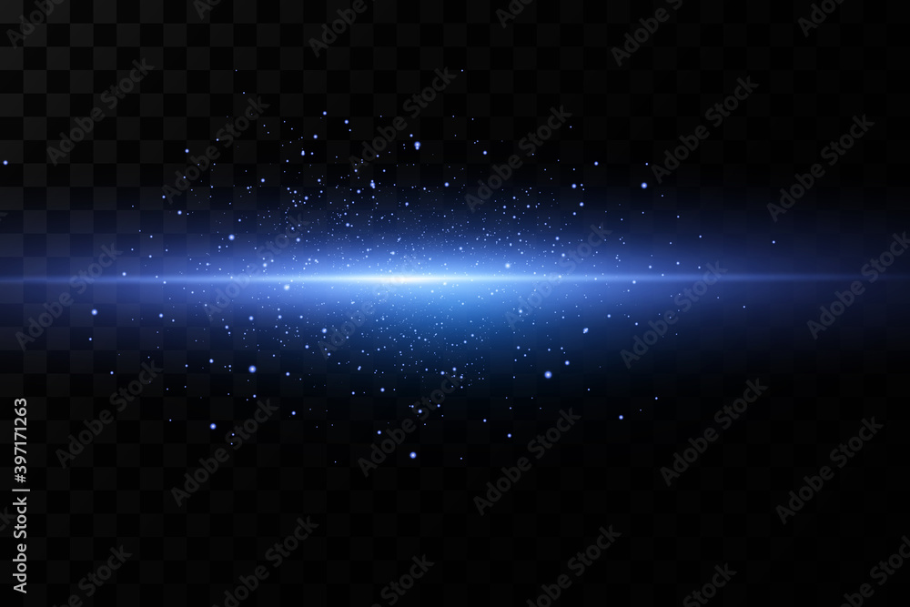 Vector illustration of a blue color. Light effect. Abstract laser beams ...