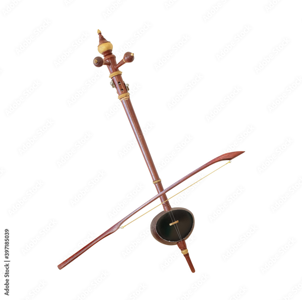 Fiddle Thai Musical Instrument isolated on white background with ...