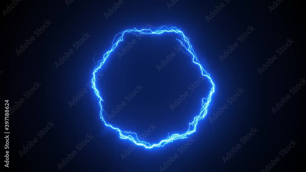 Electric Thunder Strikes Circle Action Fx Loop/ 4k animation of a ...